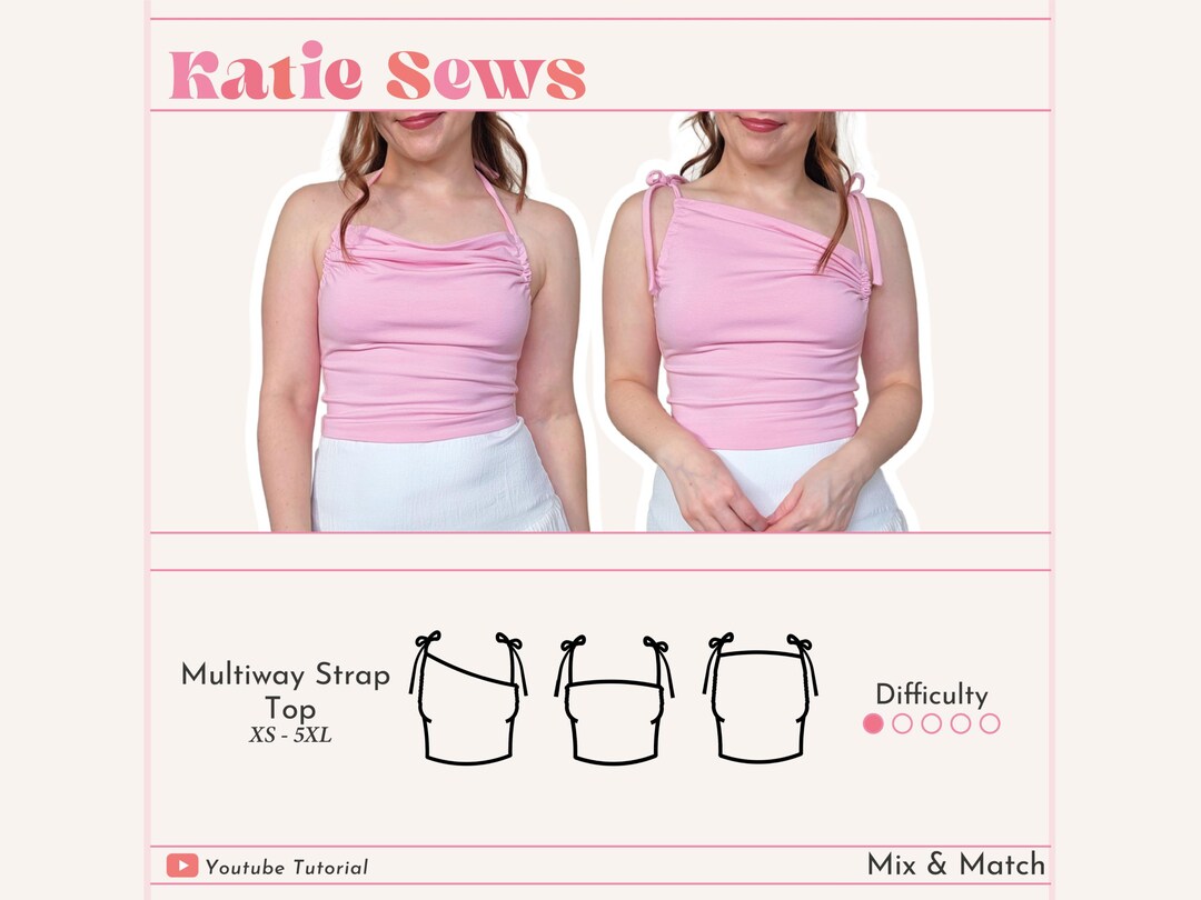 Multiway Strap Crop Top | Digital PDF Sewing Pattern | XS - 5XL ...