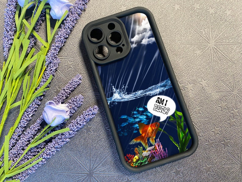 Am I Real Gold Fish Phone Case Aquarium Phone Cover for iPhone 15, 14 ...