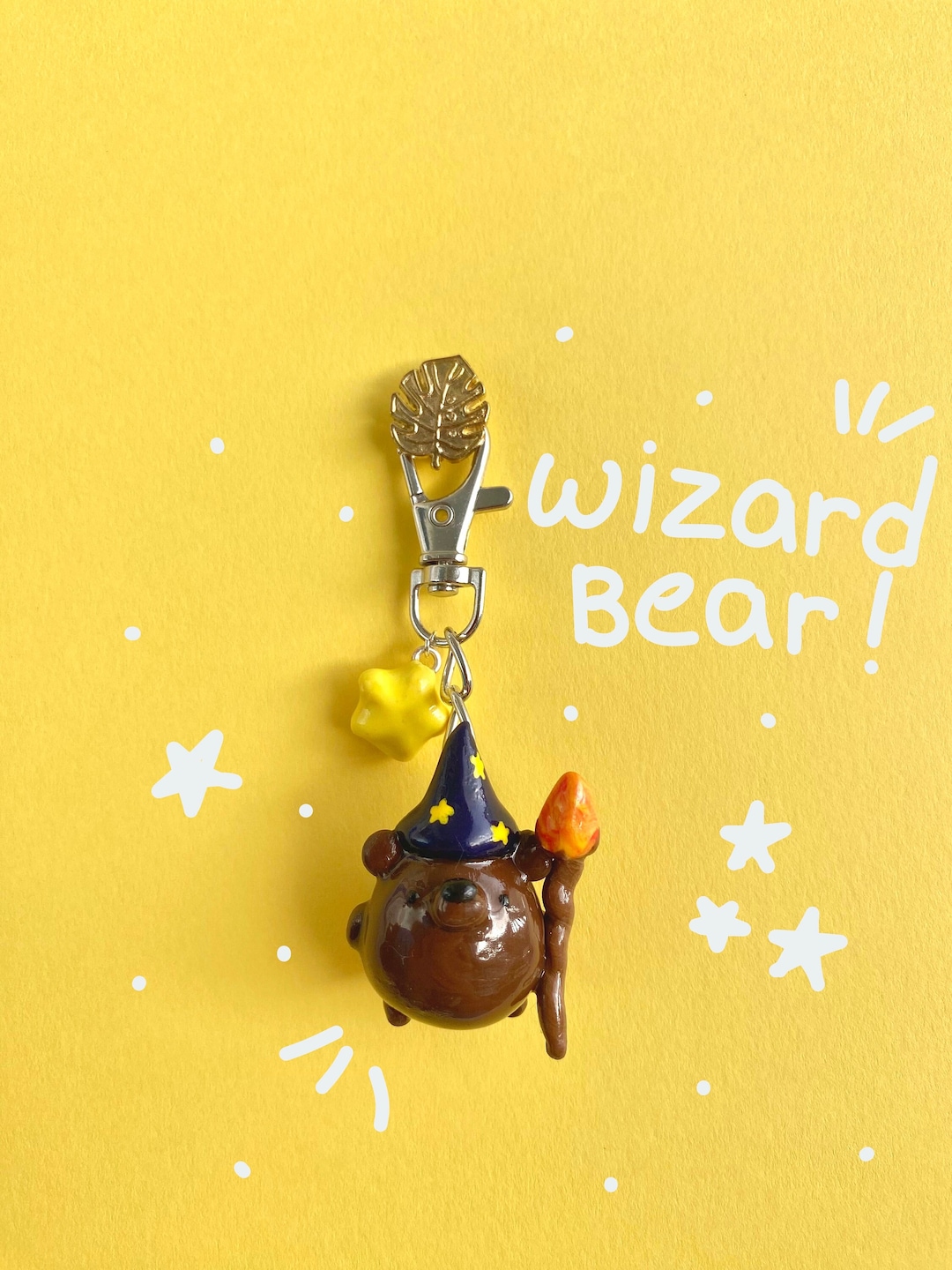Wizard Bear Keychain (with Teeny Bum!) || Handmade Polymer Clay Figurine - Etsy
