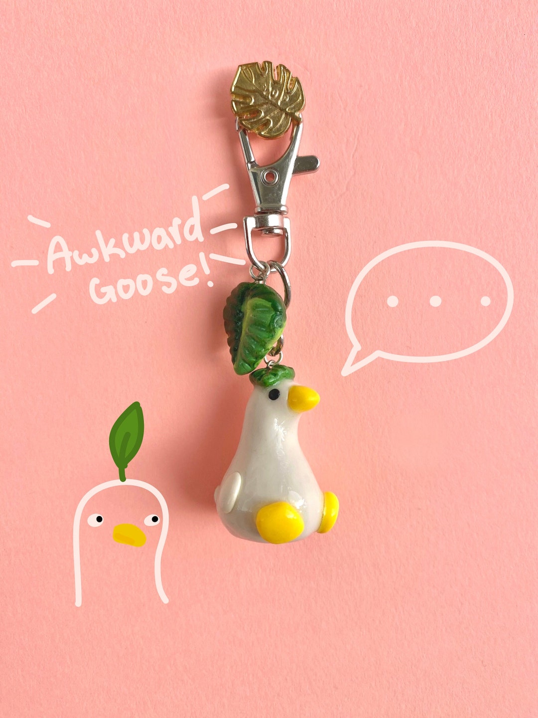 Awkward Goose Keychain || Handmade Polymer Clay Figurine - Etsy