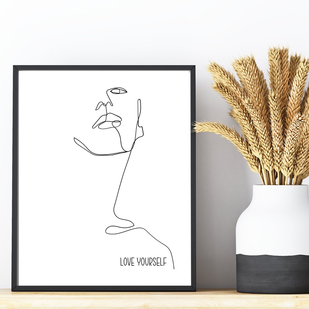 Love Yourself Woman Art, Line Art, Strong Woman Wall Print, Boho Art ...