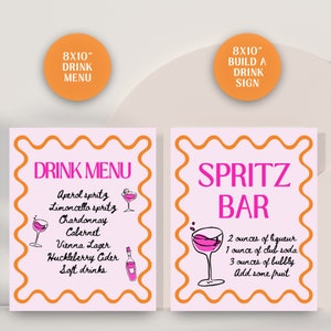 Wavy Menu Template Bundle | Hand Drawn Menu | Wavy Bridal Shower | Wavy ...