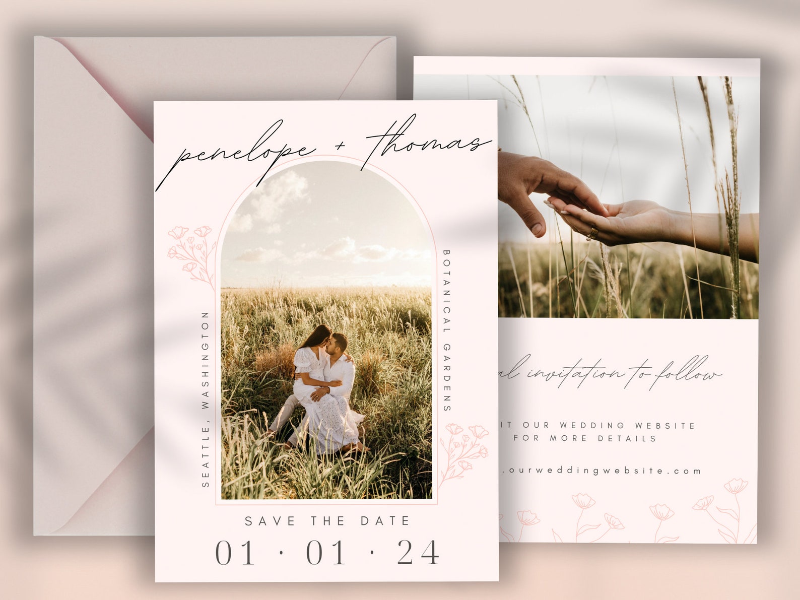 Save the Date Template With Photo | Canva Save the Date Template | Floral Save the Date | Save ...