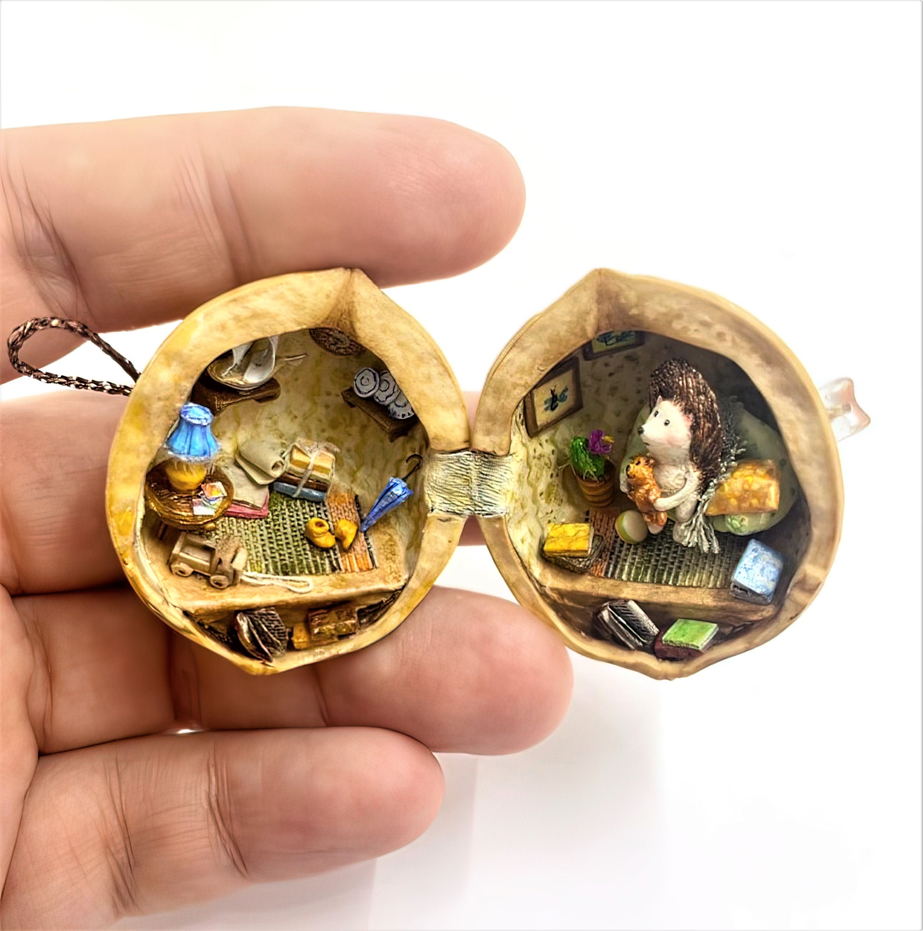 OOAK Walnut Miniatureminiature Nut hedgehog Woke - Etsy