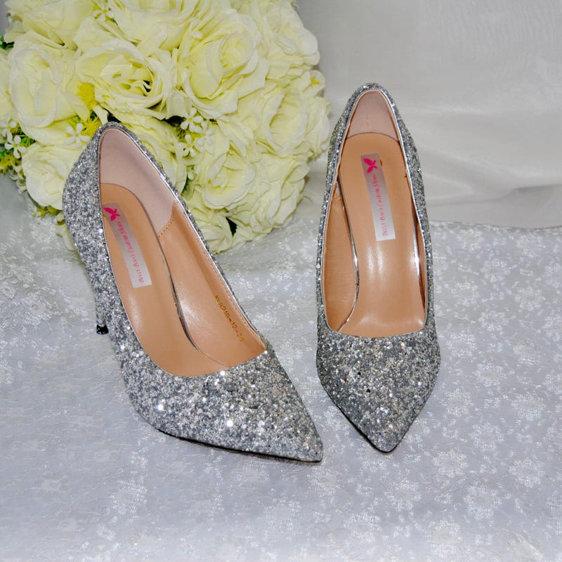Silver Glitter Shoes - Etsy