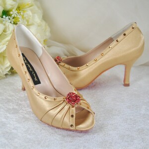 Belle - Princess Inspired Costume Shoes Gold Bridal Shoe Beauty and the ...