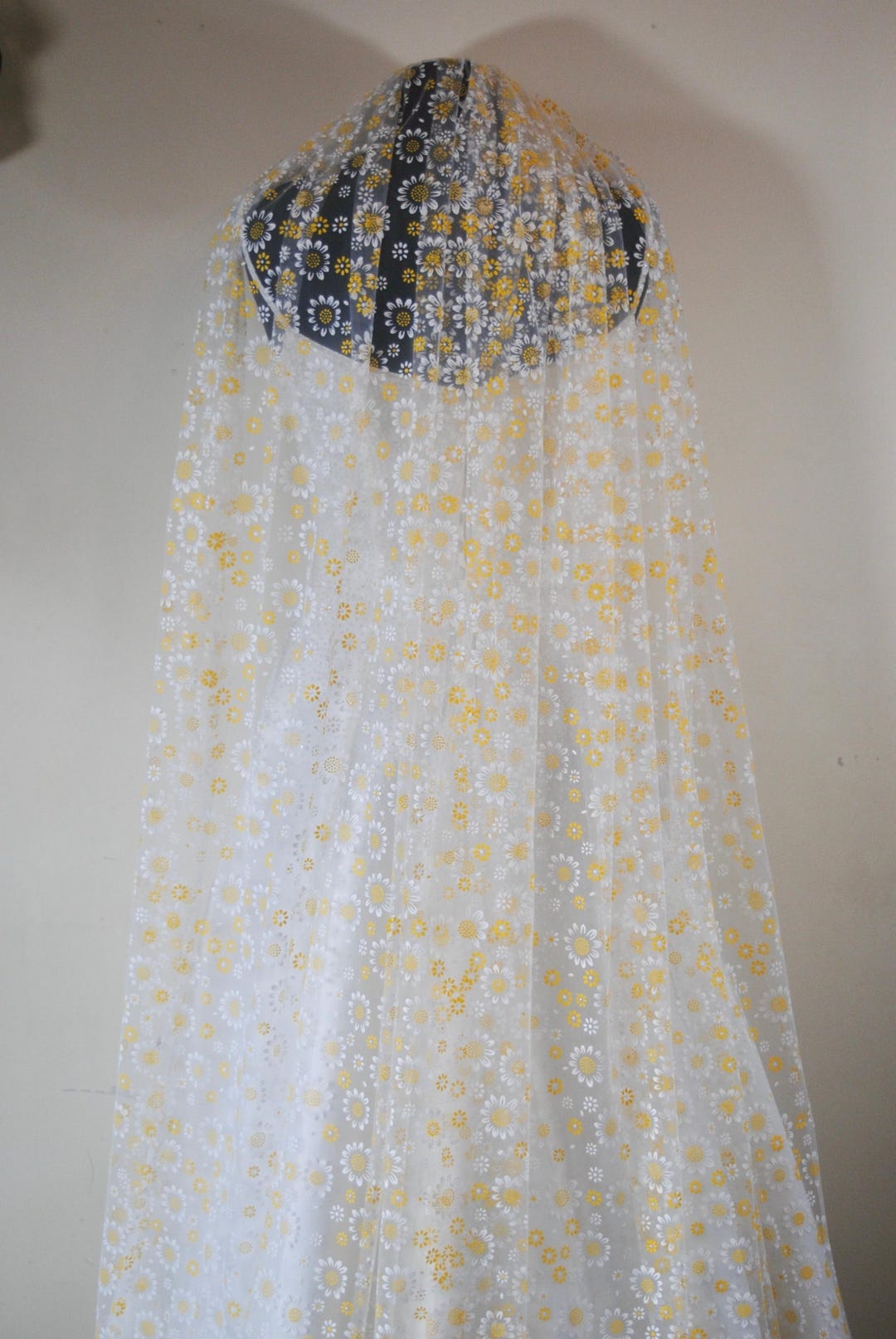 Sunflower Wedding Veil Handmade Embroidered Flower Waltz Length Bridal ...