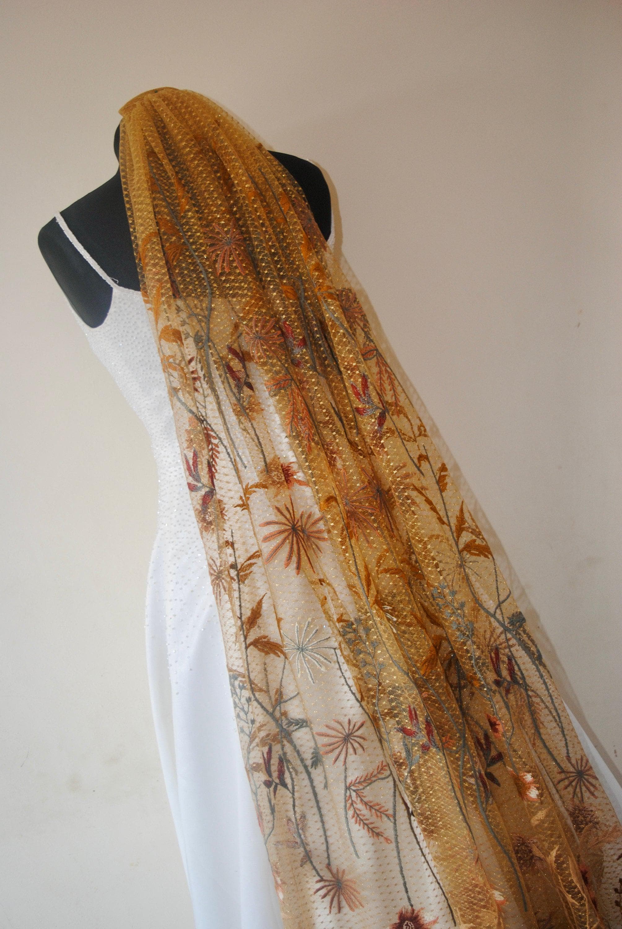 In Stock - Floral Wedding Veil, Colourful Wedding Veil, Autumn Wedding ...