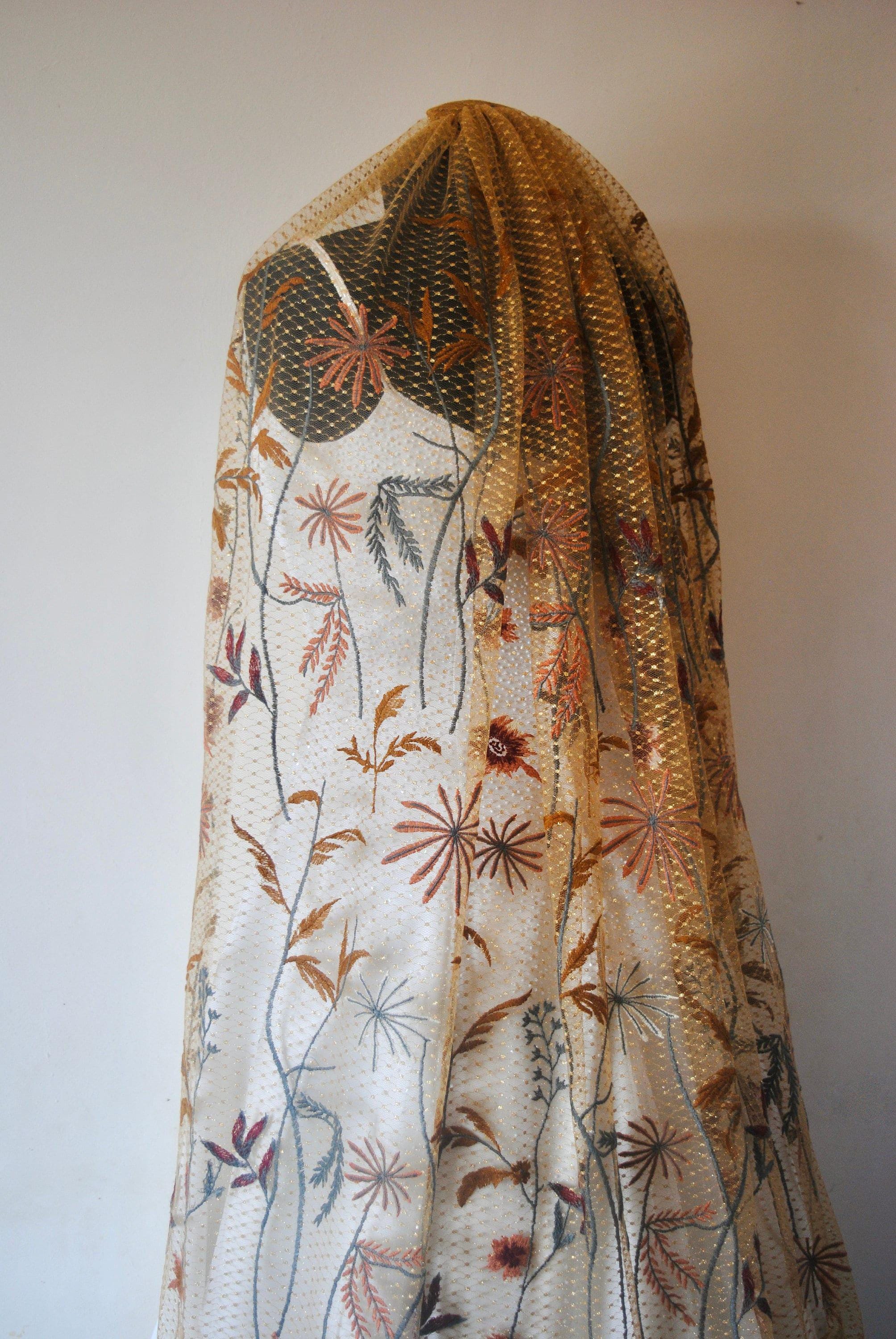 In Stock - Floral Wedding Veil, Colourful Wedding Veil, Autumn Wedding ...