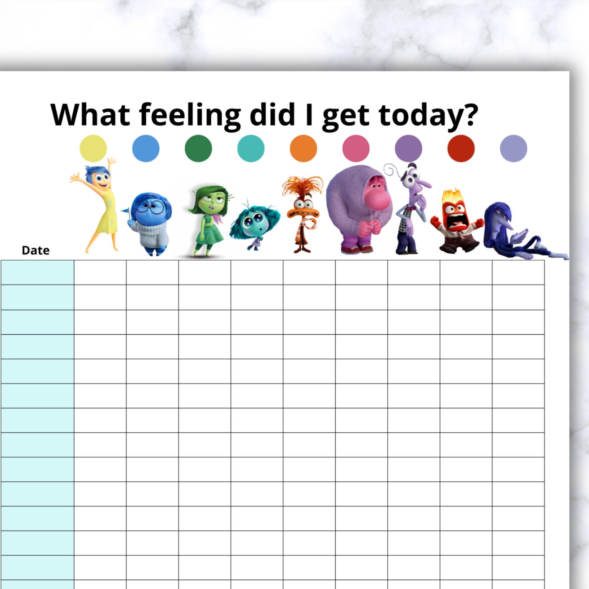 Inside Out Daily Emotions Template for Kids. Instant Digital Download ...