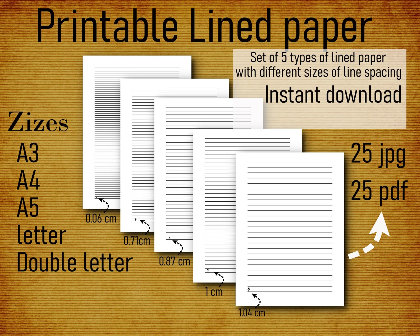 Printable Lined Paper PDF. Wide Ruled Paper. College Ruled Paper ...