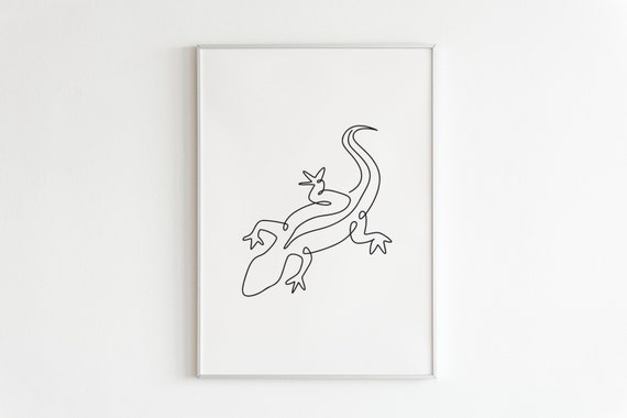 Minimalist Lizard Line Art Digital Download Nature Print | Etsy