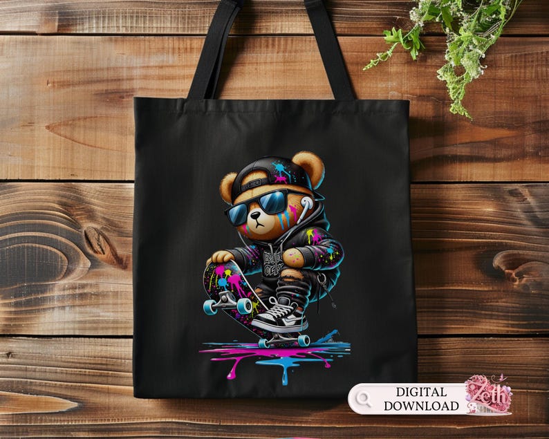 Neon Hiphop Teddy Bear Svg, PNG Clipart Design, Graffiti Hiphop Teddy ...
