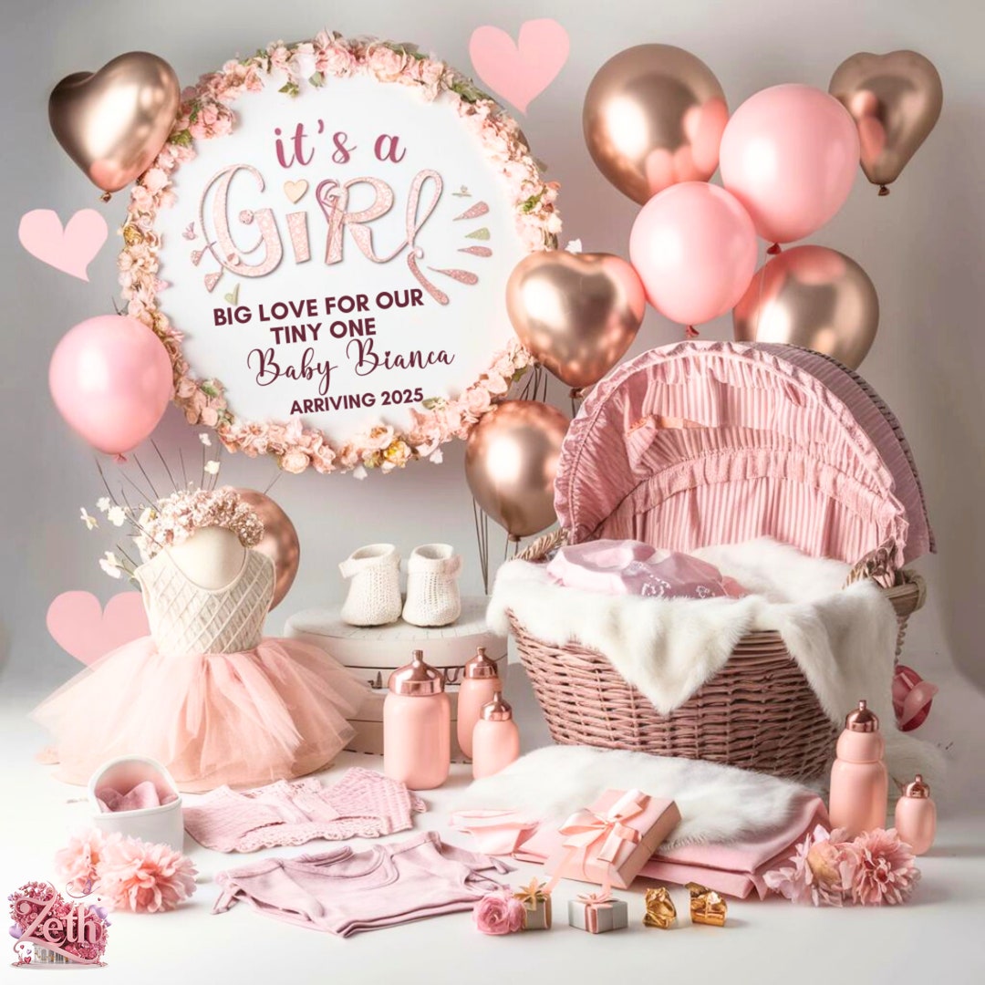 3D It's a Girl' Pregnancy Announcement | Digital Baby Announcement ...