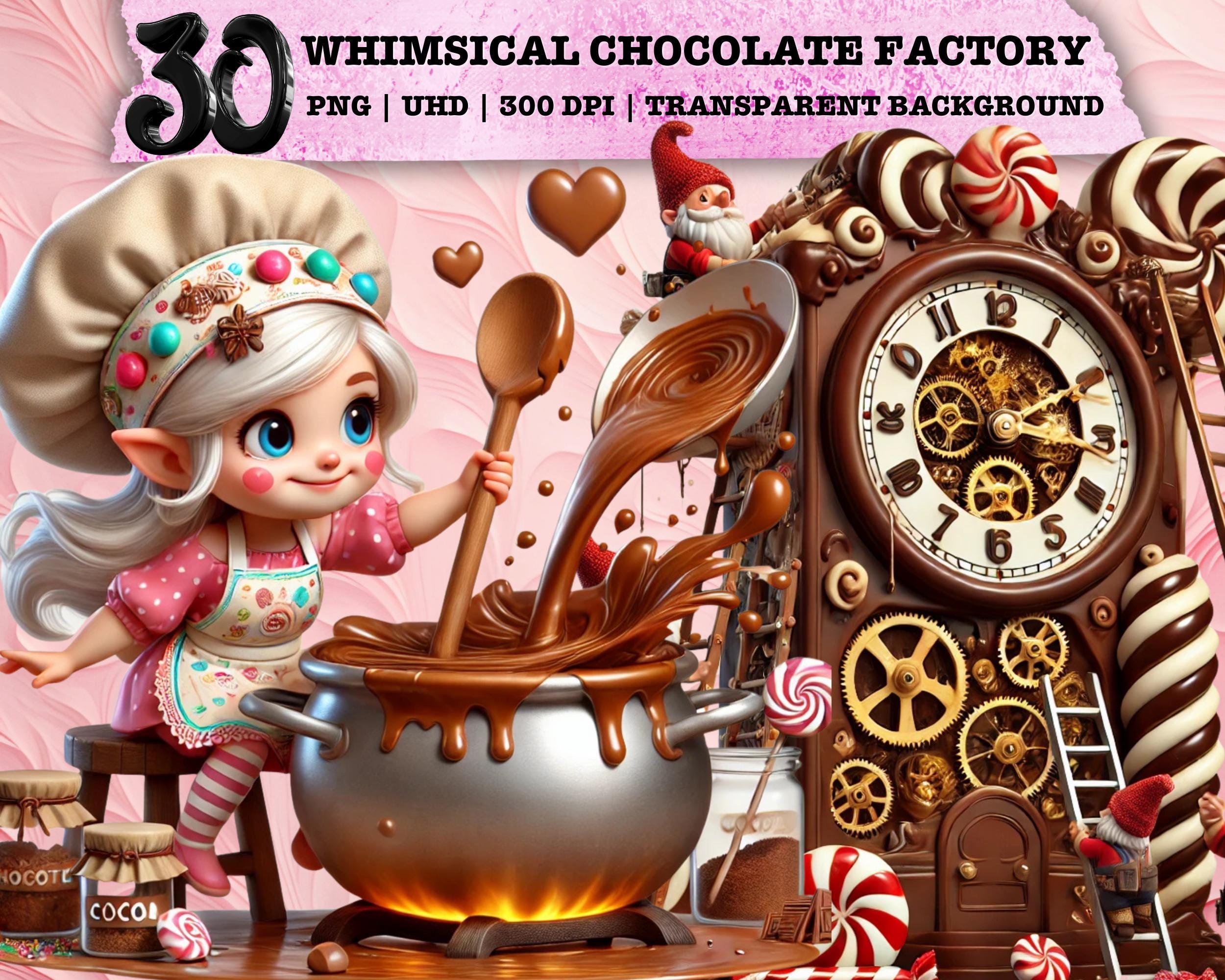 Whimsical Chocolate Clipart, Candy Factory PNG, Sweet Treat Sublimation ...