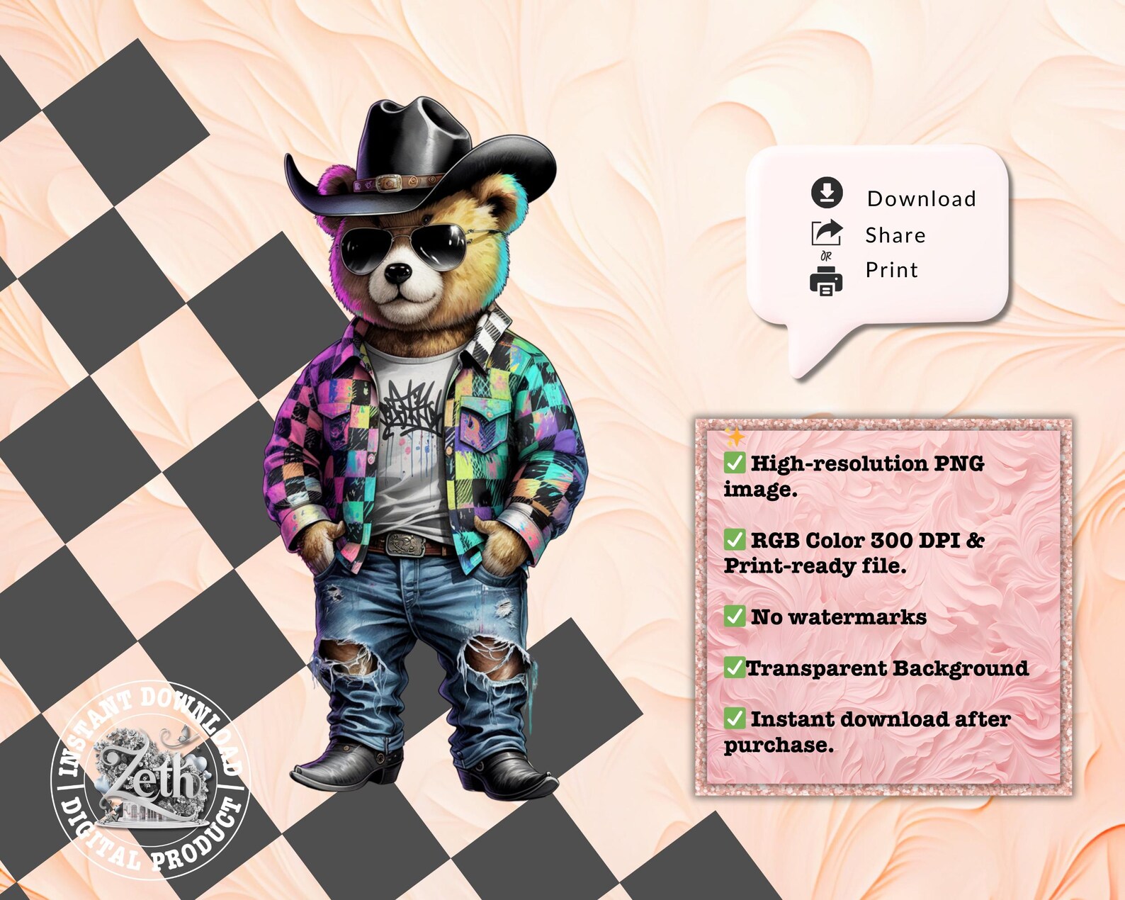 Rodeo Hiphop Teddy Bear Svg, PNG Clipart Design, Graffiti Hiphop Teddy ...