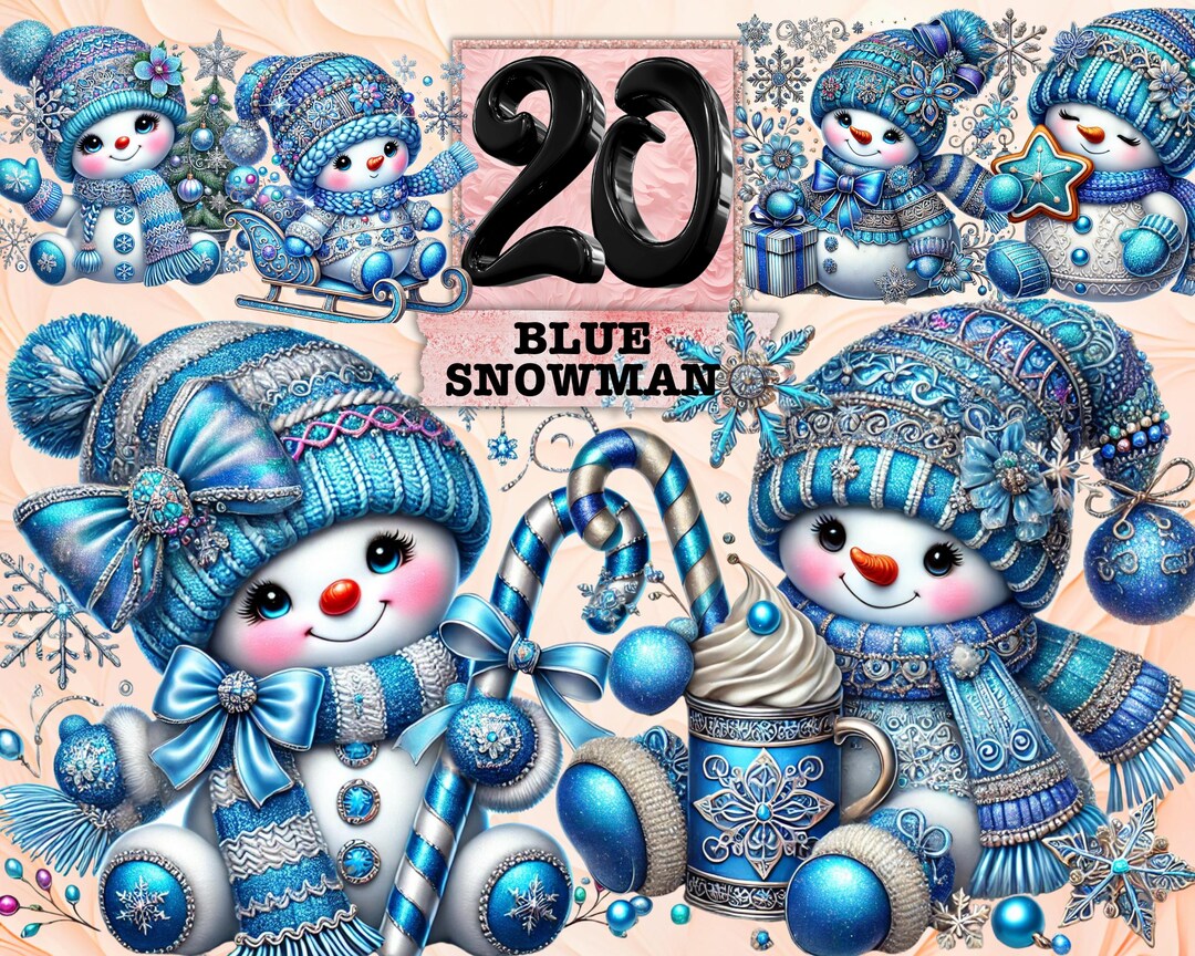 Christmas Blue Snowman Clipart, Christmas Clipar, Festive Clipart ...