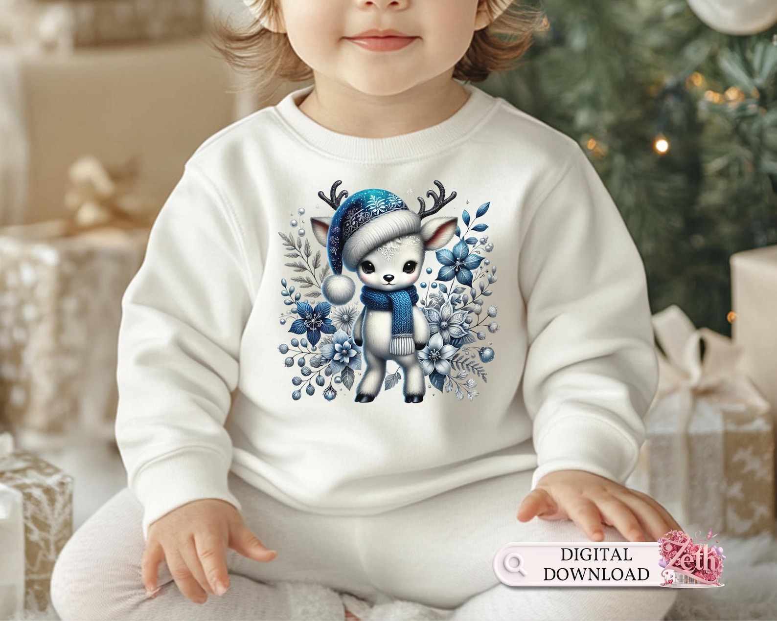 Christmas Cute Reindeer Clipart, Christmas Clipart, Festive Clipart ...