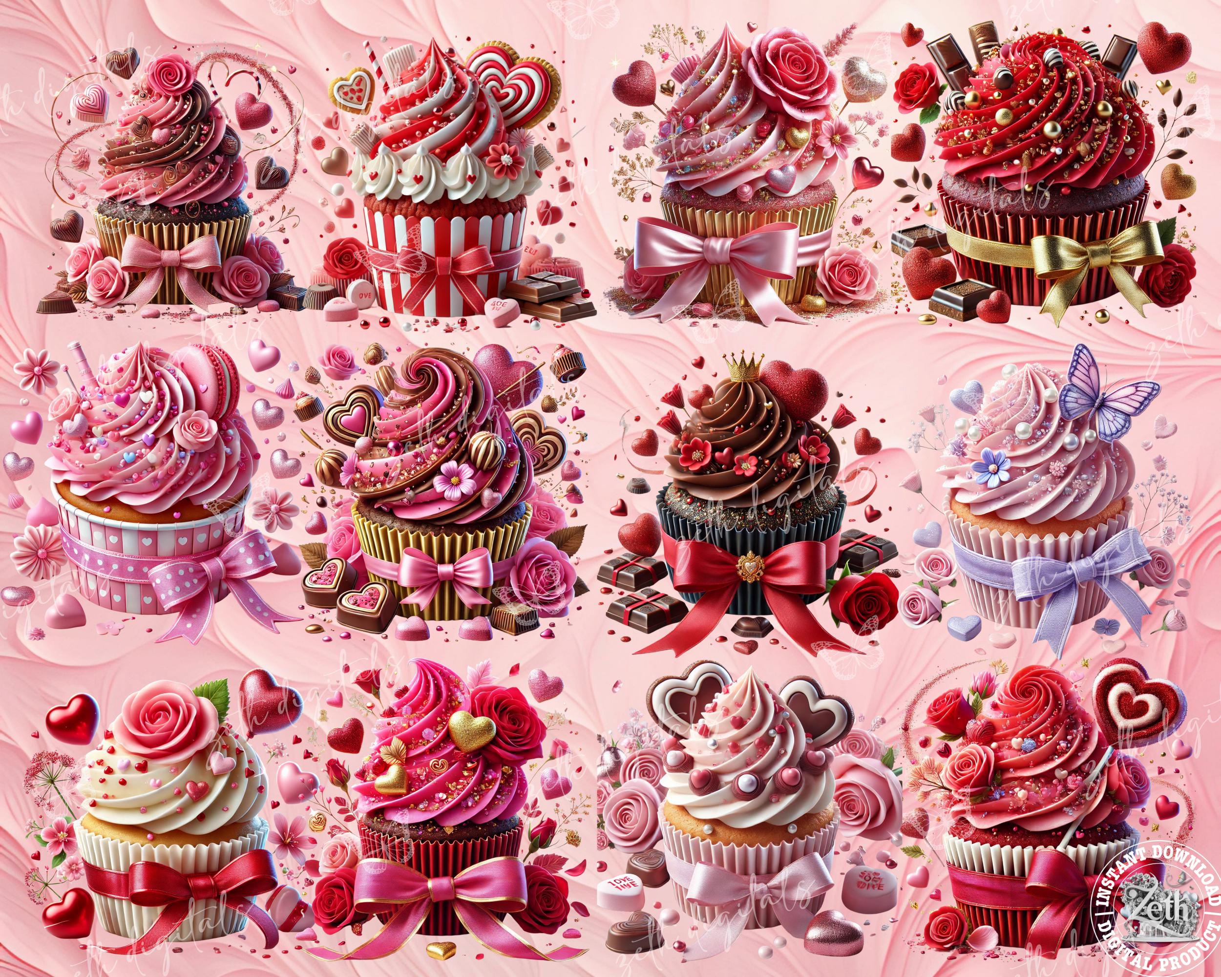 Valentine's Cupcake Clipart, Cute Cupcake PNG, Romantic Valentine's Day ...