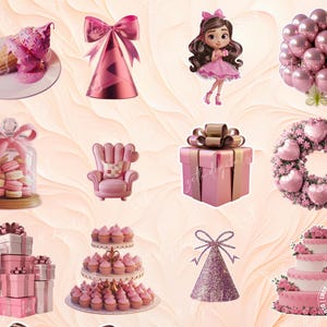 Pink Birthday Party Clipart, Pink Party Clipart Children Party Clipart ...