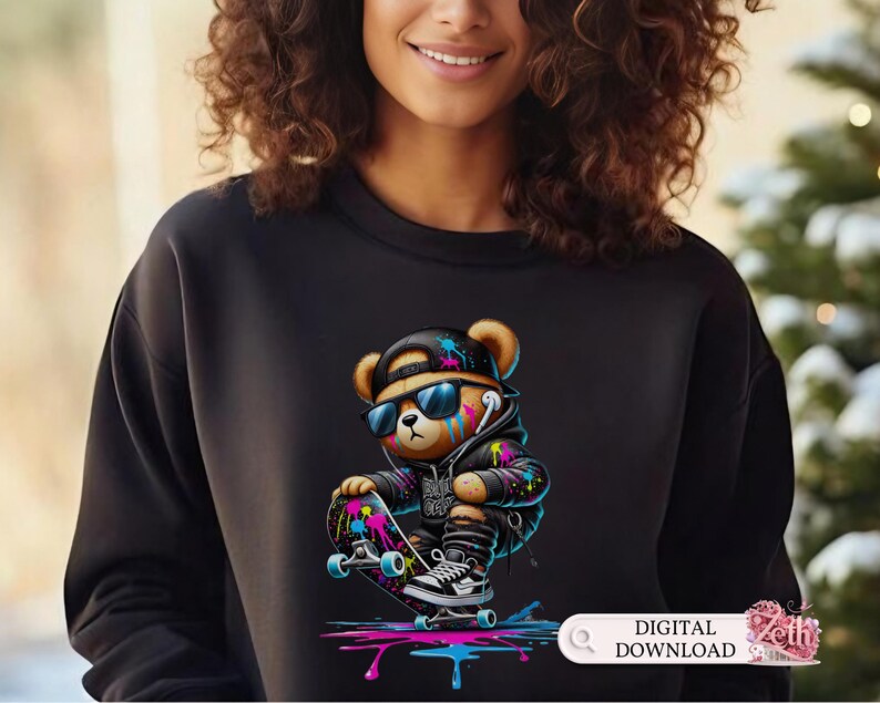 Neon Hiphop Teddy Bear Svg, PNG Clipart Design, Graffiti Hiphop Teddy ...