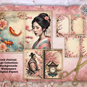 Japanese Pink Junk Journal Digital Kit Printable, Japan Junk Journal ...