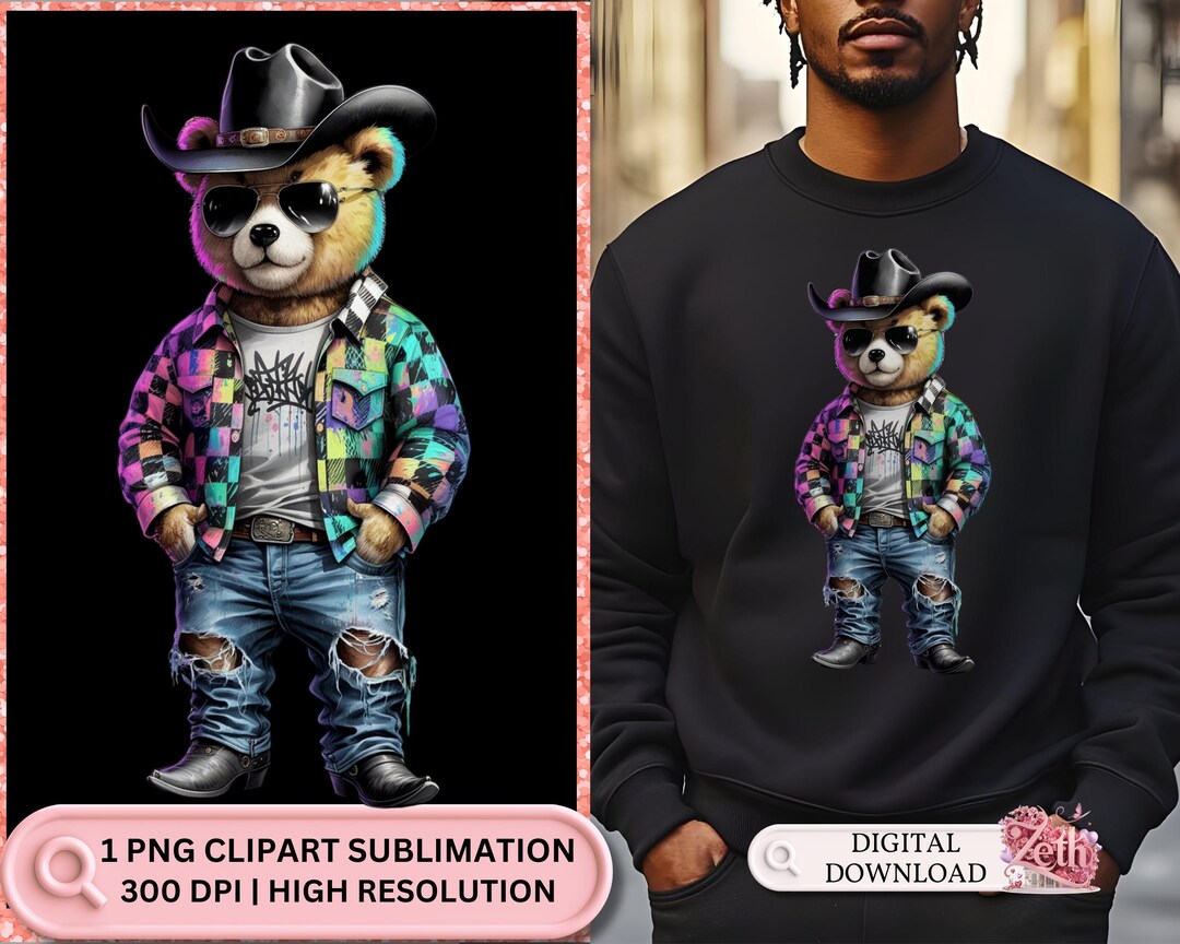 Rodeo Hiphop Teddy Bear Svg, PNG Clipart Design, Graffiti Hiphop Teddy ...