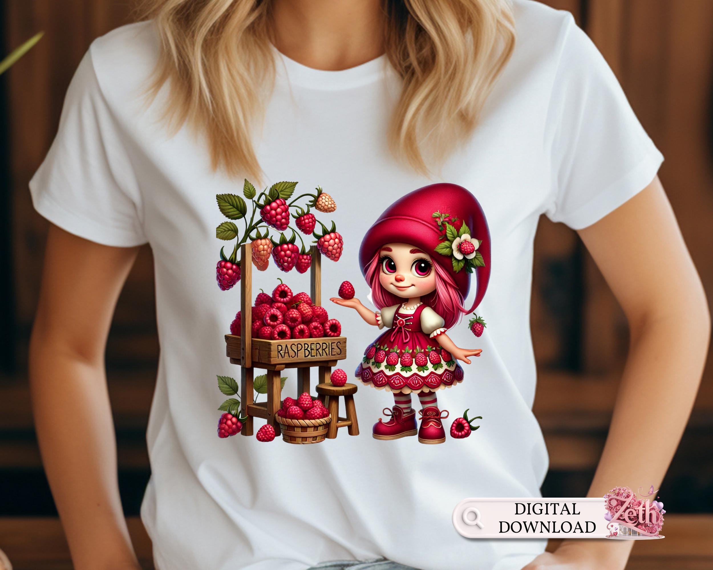 Whimsical Raspberry Clipart, Cute Berry PNG, Farmhouse Fruit Art ...