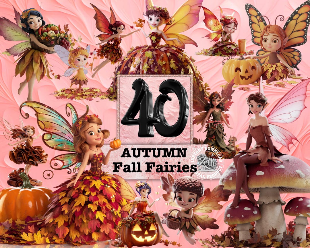 Autumn Fairy Clipart, Halloween Clipart, Fall Leaves Fairy Clipart ...