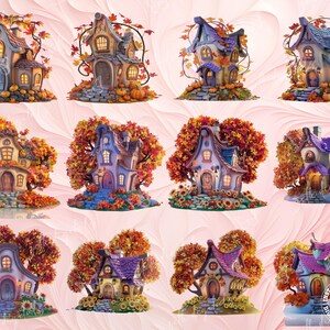 Autumn Cottage Clipart, Halloween Clipart, Seasonal Pumpkin Clipart ...