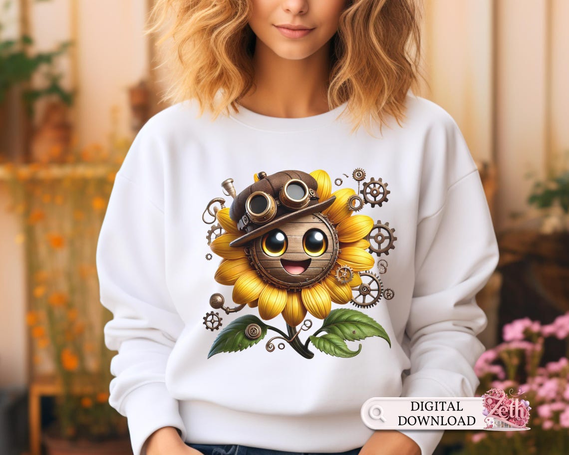Whimsical Steampunk Flower Clipart, Cute Floral PNG, Fantasy ...