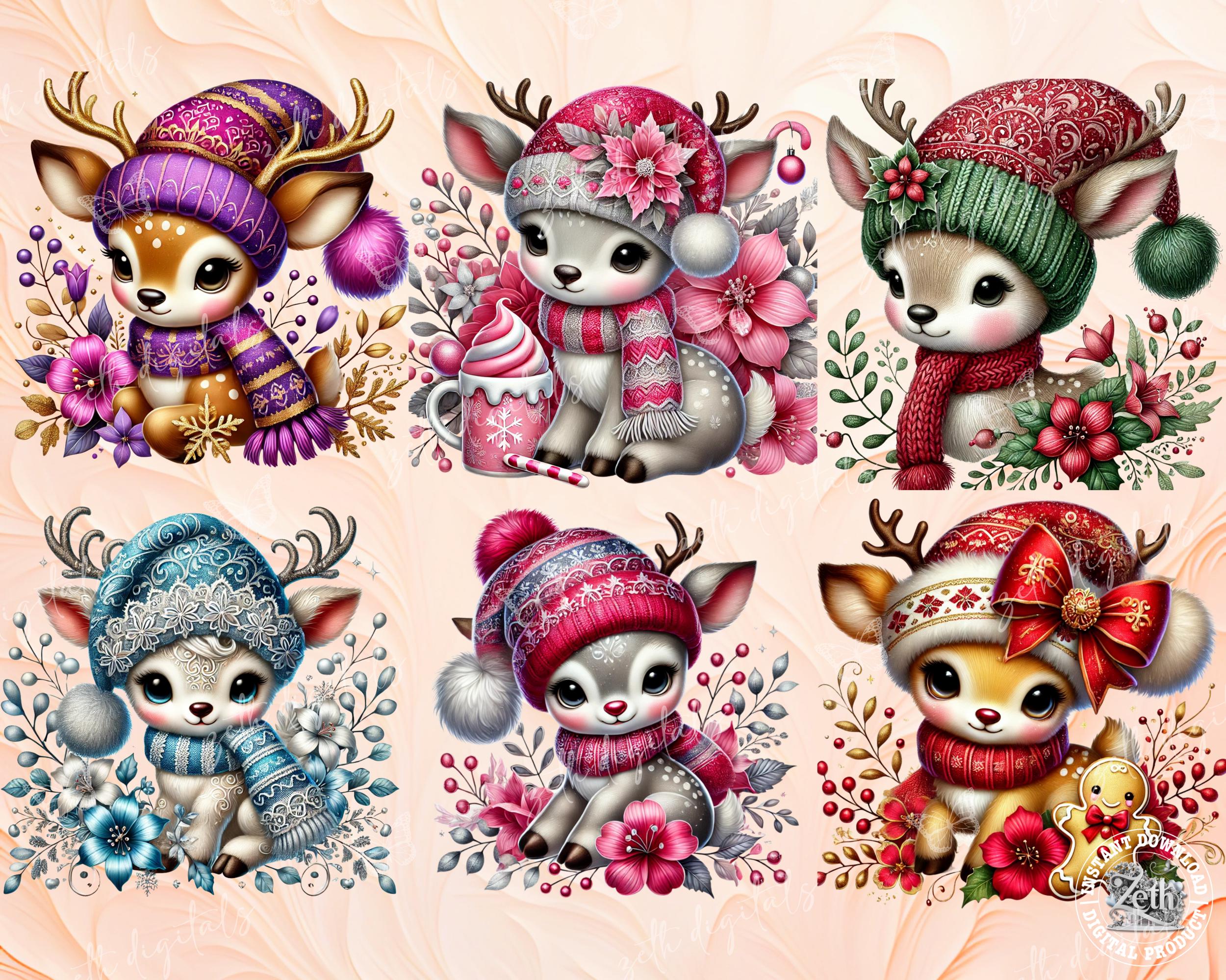 Christmas Cute Reindeer Clipart, Christmas Clipart, Festive Clipart ...