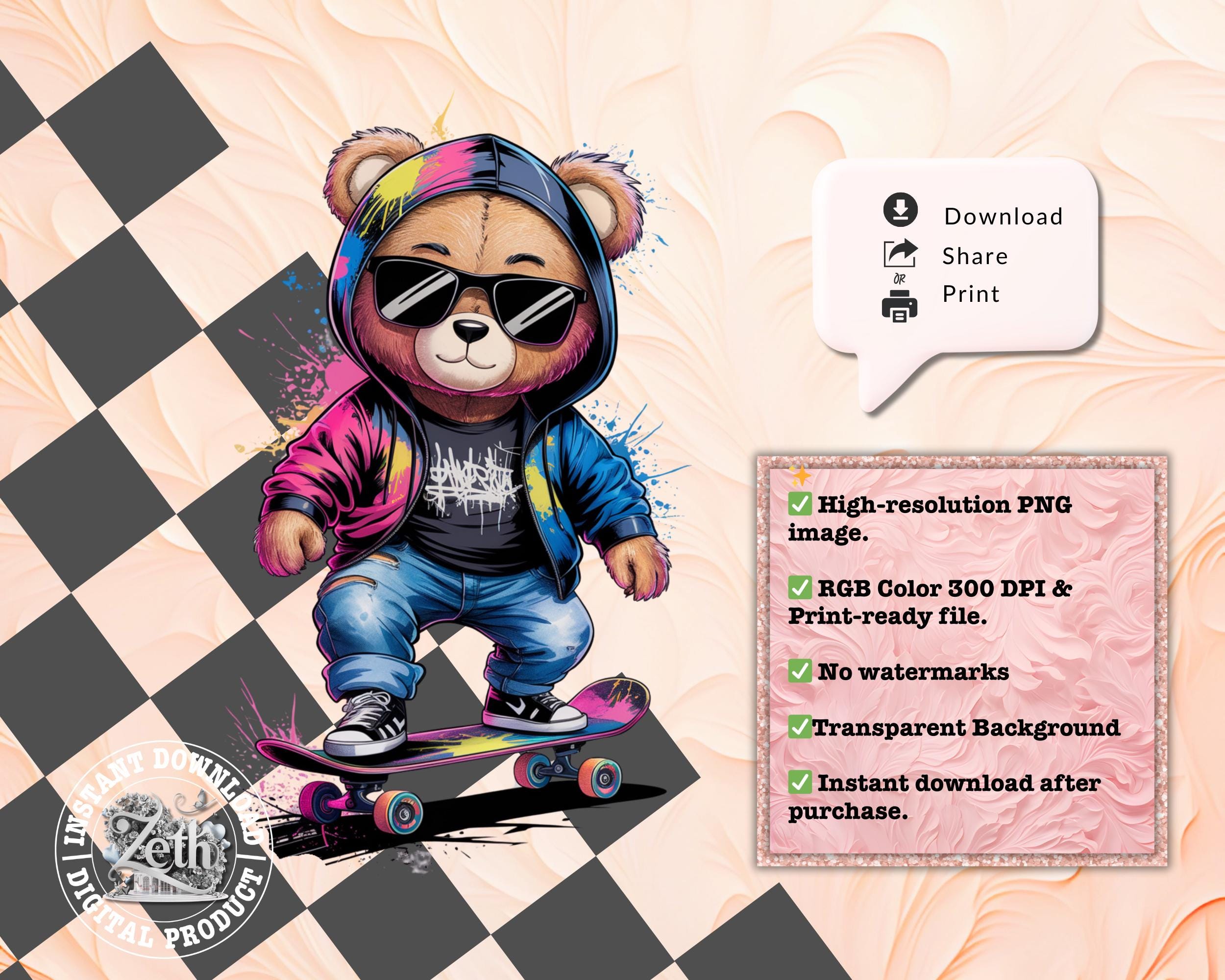 Neon Hiphop Teddy Bear Svg, PNG Clipart Design, Graffiti Hiphop Teddy ...