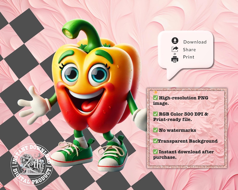 Whimsical Veggie Character Clipart, Cute Vegetable PNG, Kids Food Art ...