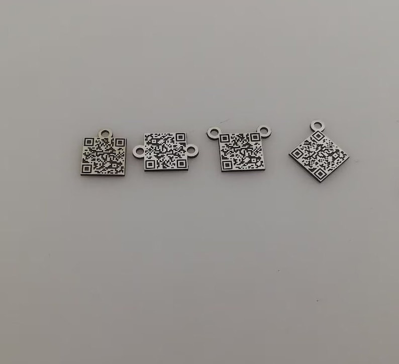 QR Code Logo Charm, Link Tag for Your Brand, Two Side Engraved Charm ...