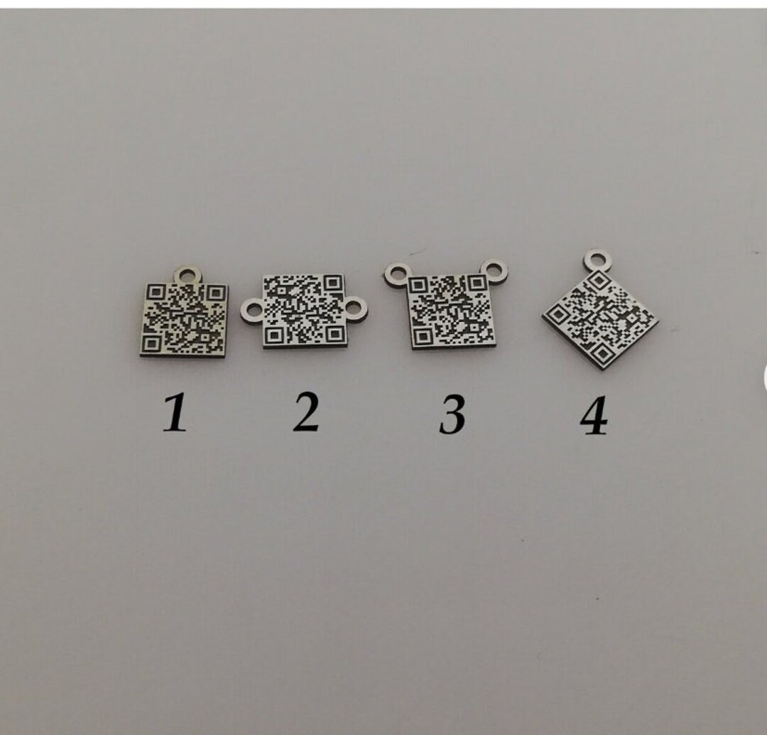 QR Code Logo Charm Link Tag for Your Brand Two Side Engrave Charm With ...