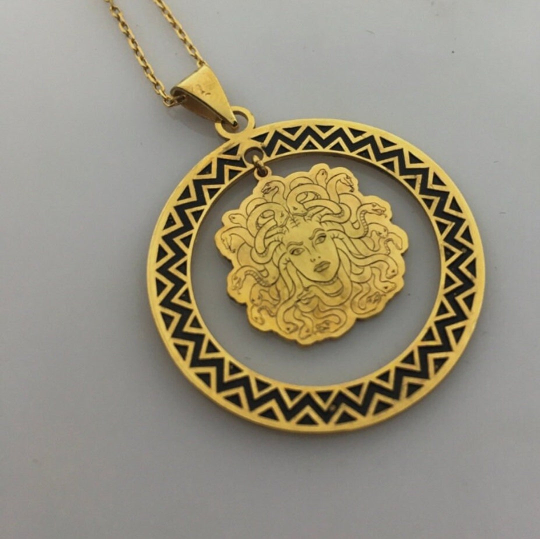 Medusa Necklace, Greek Mythology Jewelry, Gold Medusa Pendant, Gorgon ...