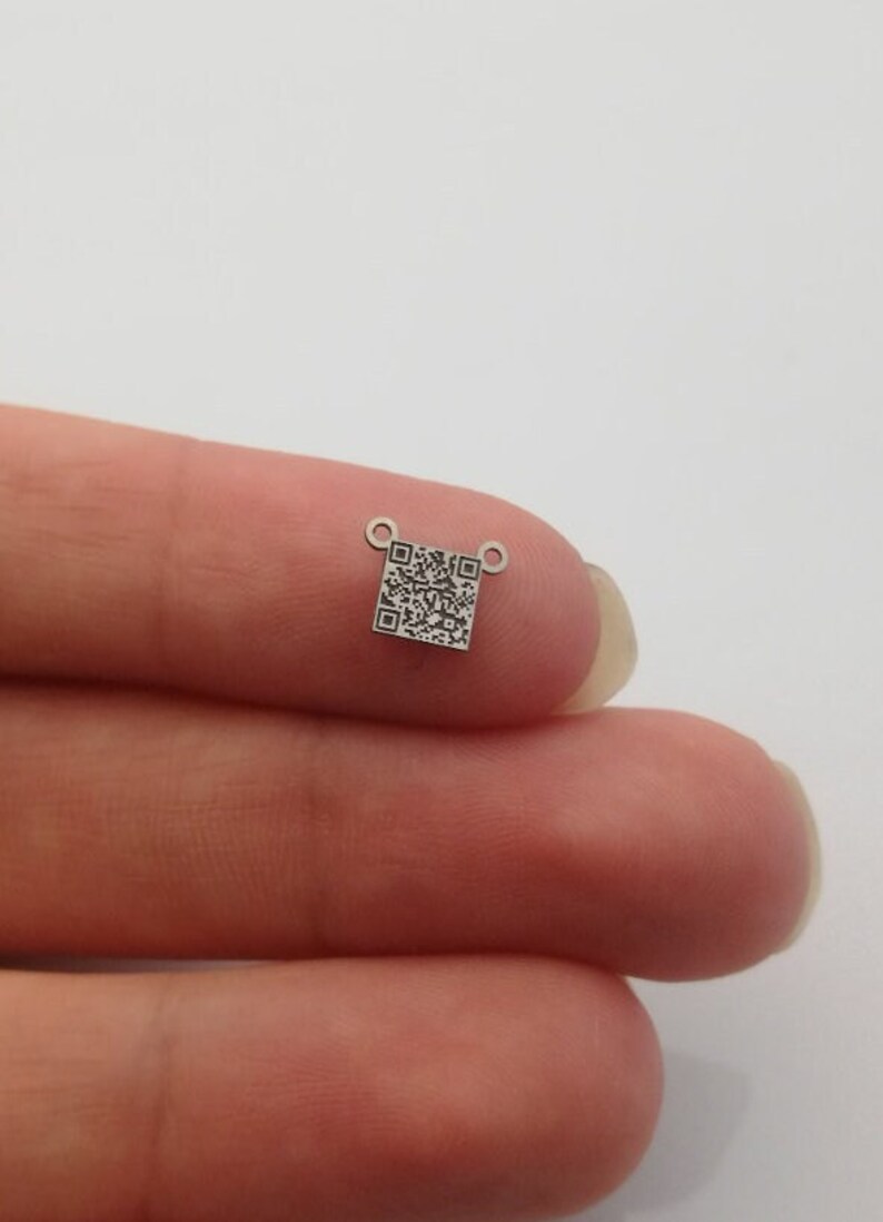 Engraved QR Code Logo Charm: Custom Brand Link Tag - Etsy Canada