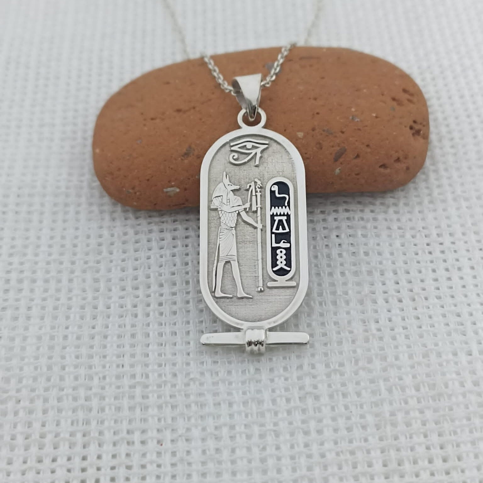 Egyptian Cartouche God Anubis Necklace, Hieroglyph Necklace Jewelry ...