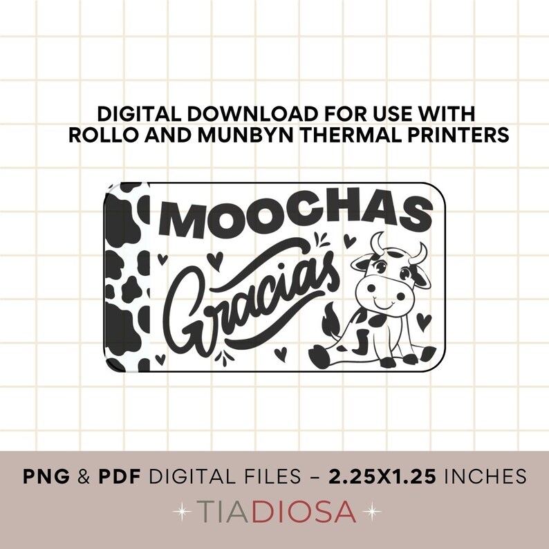Moochas Gracias, Cow Print, 2.25x1.25 Digital File - Etsy