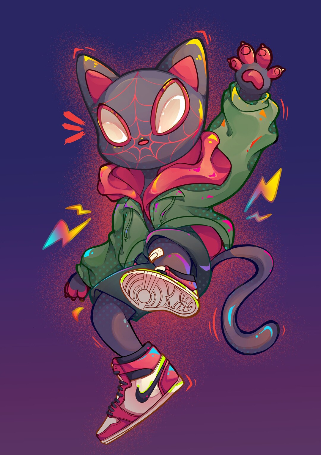 Spider-verse, Miles Morales Cat A5 Print - Etsy