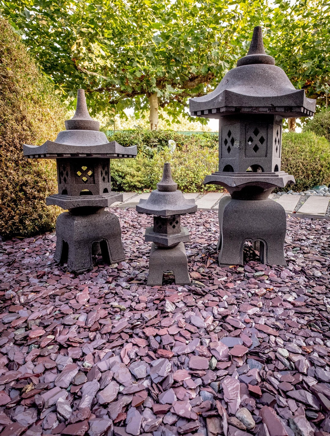 Japanese Stone Lantern Handmade / Asia Lava Stone Yukimi Gata Natural ...