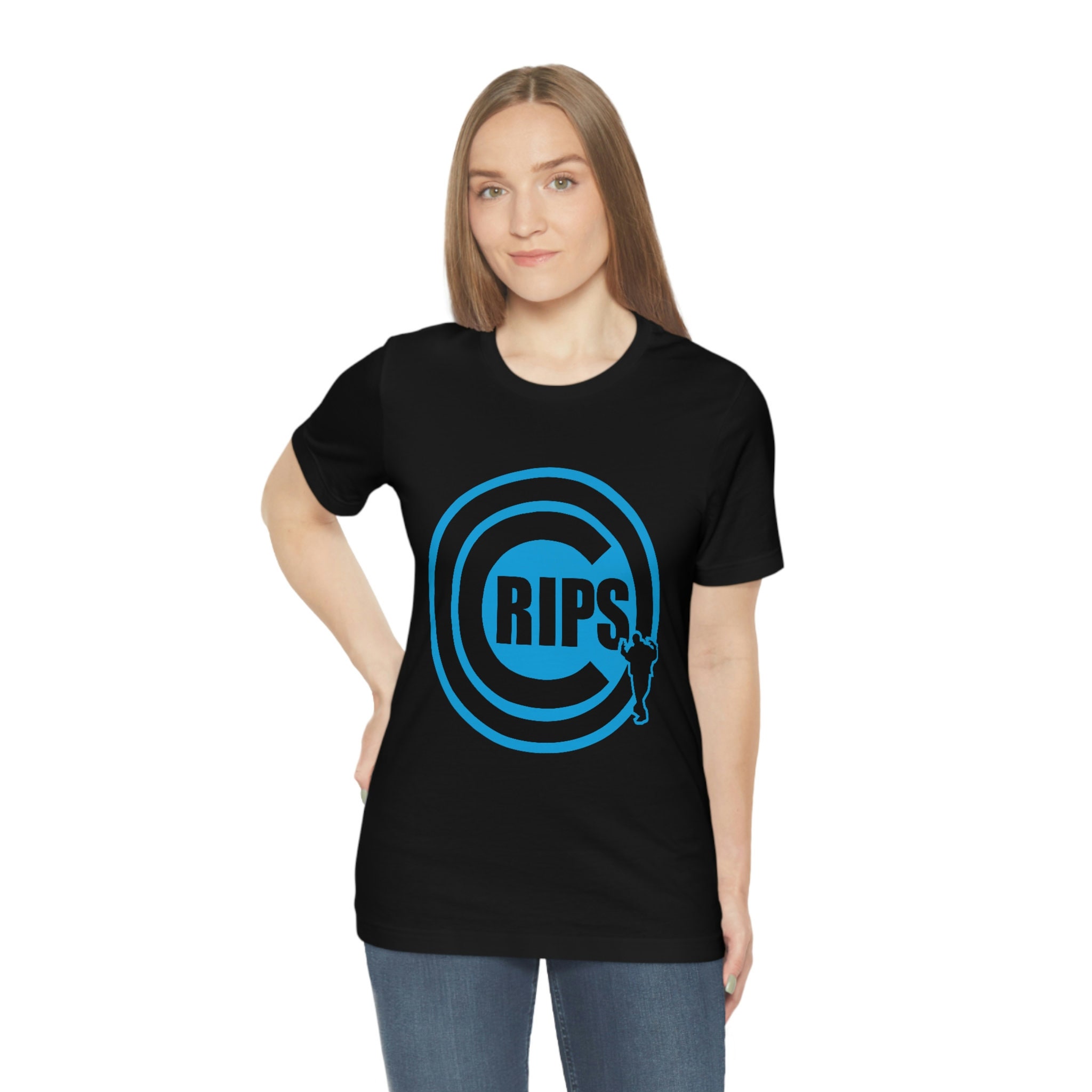 Crips Logo Columbia Blue and Black Short Sleeve Tee - Etsy