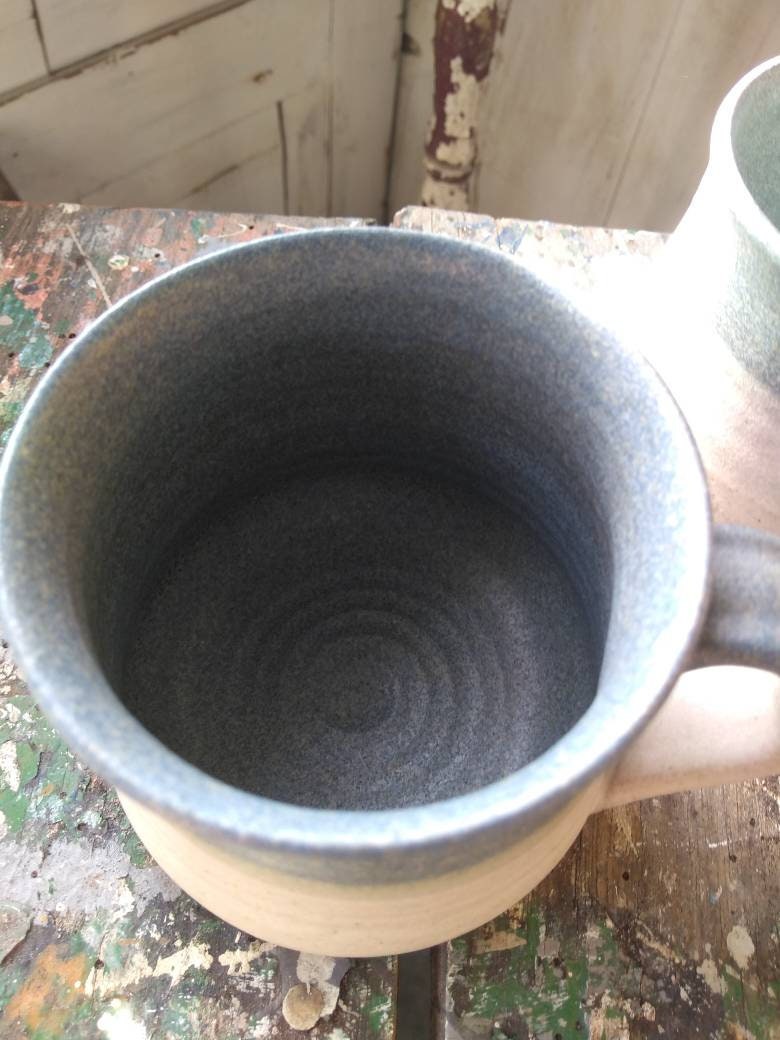 Vintage Retro / TWO STONEWARE MUGS / Blue Graduated Dipped Style ...