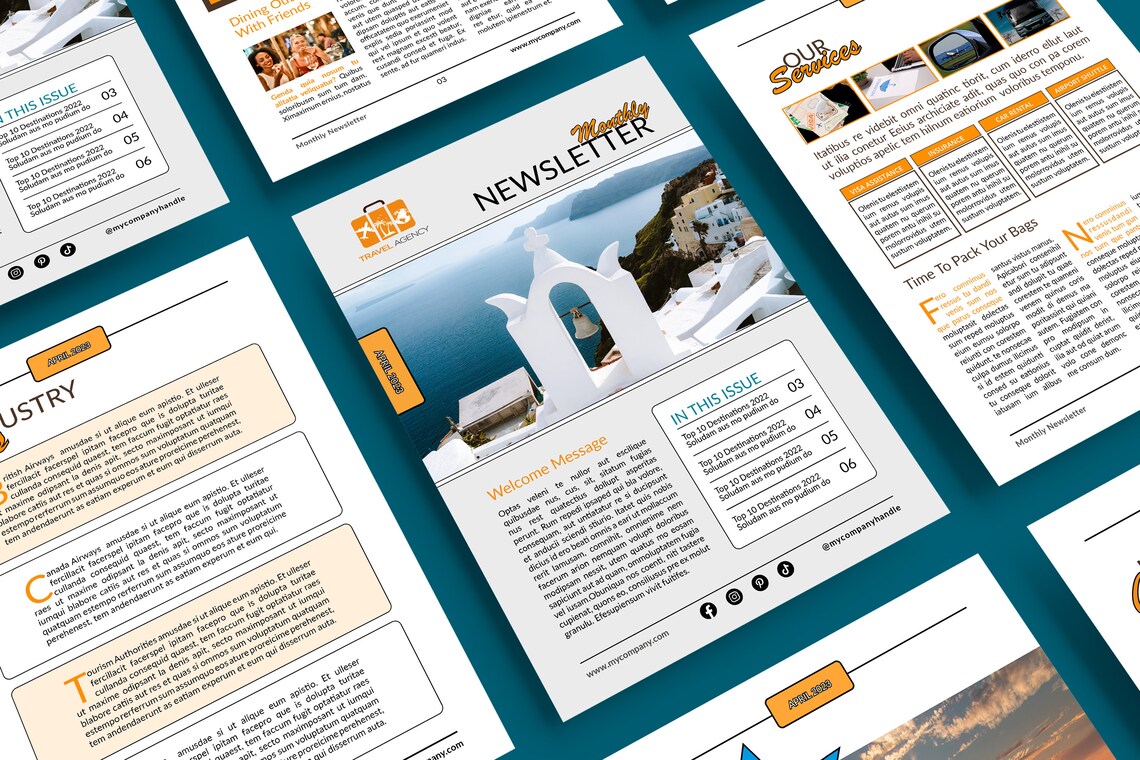 12 PAGES NEWSLETTER TEMPLATE | A4 | Mix-and-match | Travel Agent ...