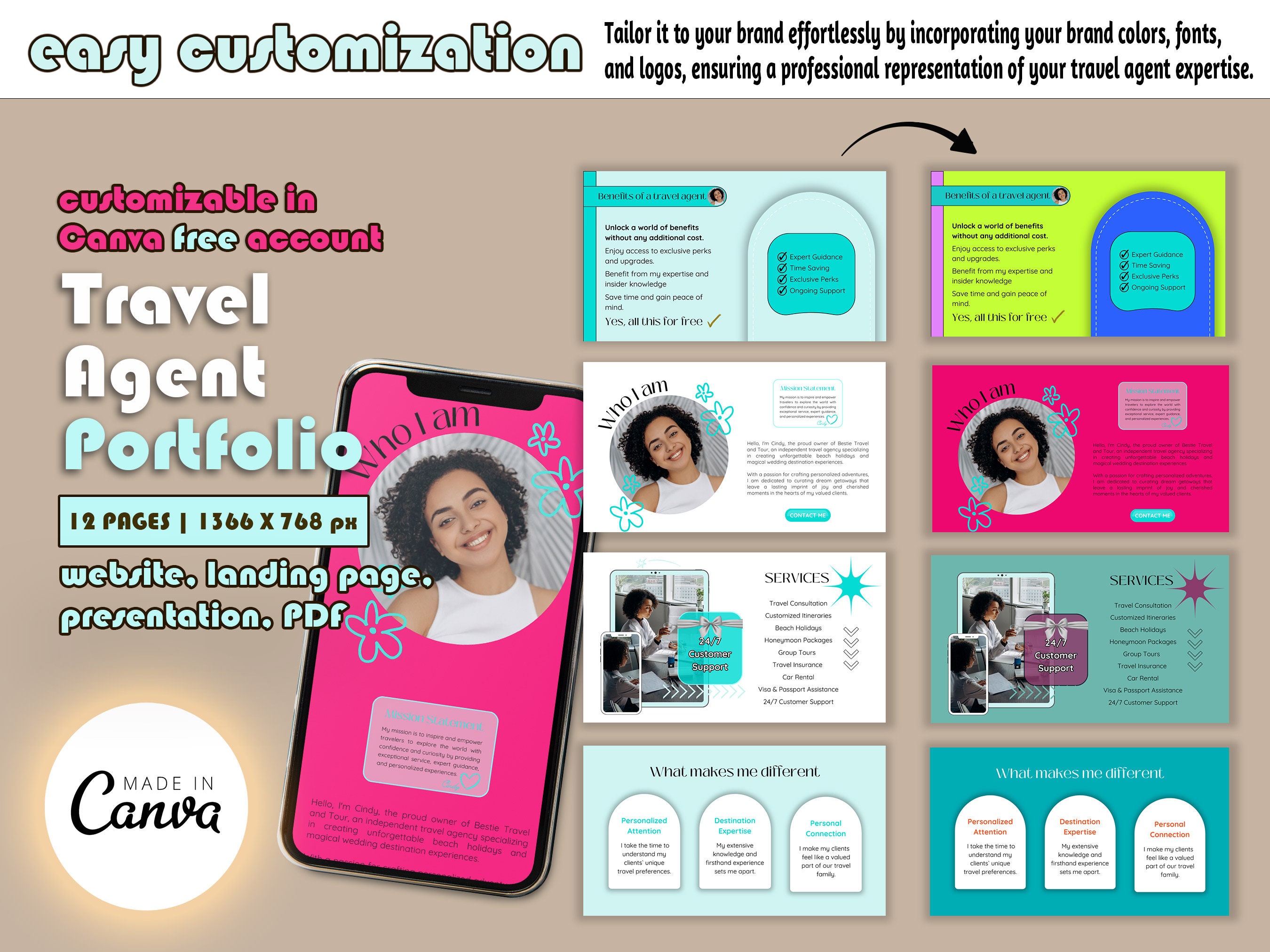 TRAVEL AGENT PORTFOLIO Canva Template | Canva Website | Landing Page ...