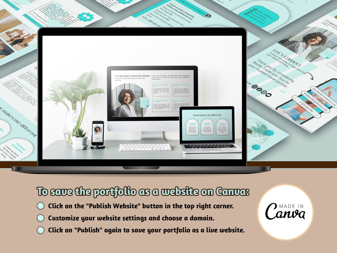 TRAVEL AGENT PORTFOLIO Canva Template | Canva Website | Landing Page ...