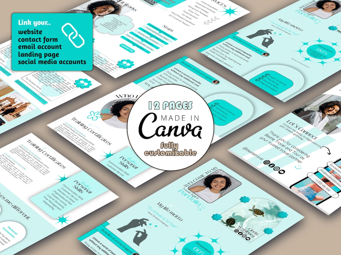 TRAVEL AGENT PORTFOLIO Canva Template | Canva Website | Landing Page ...