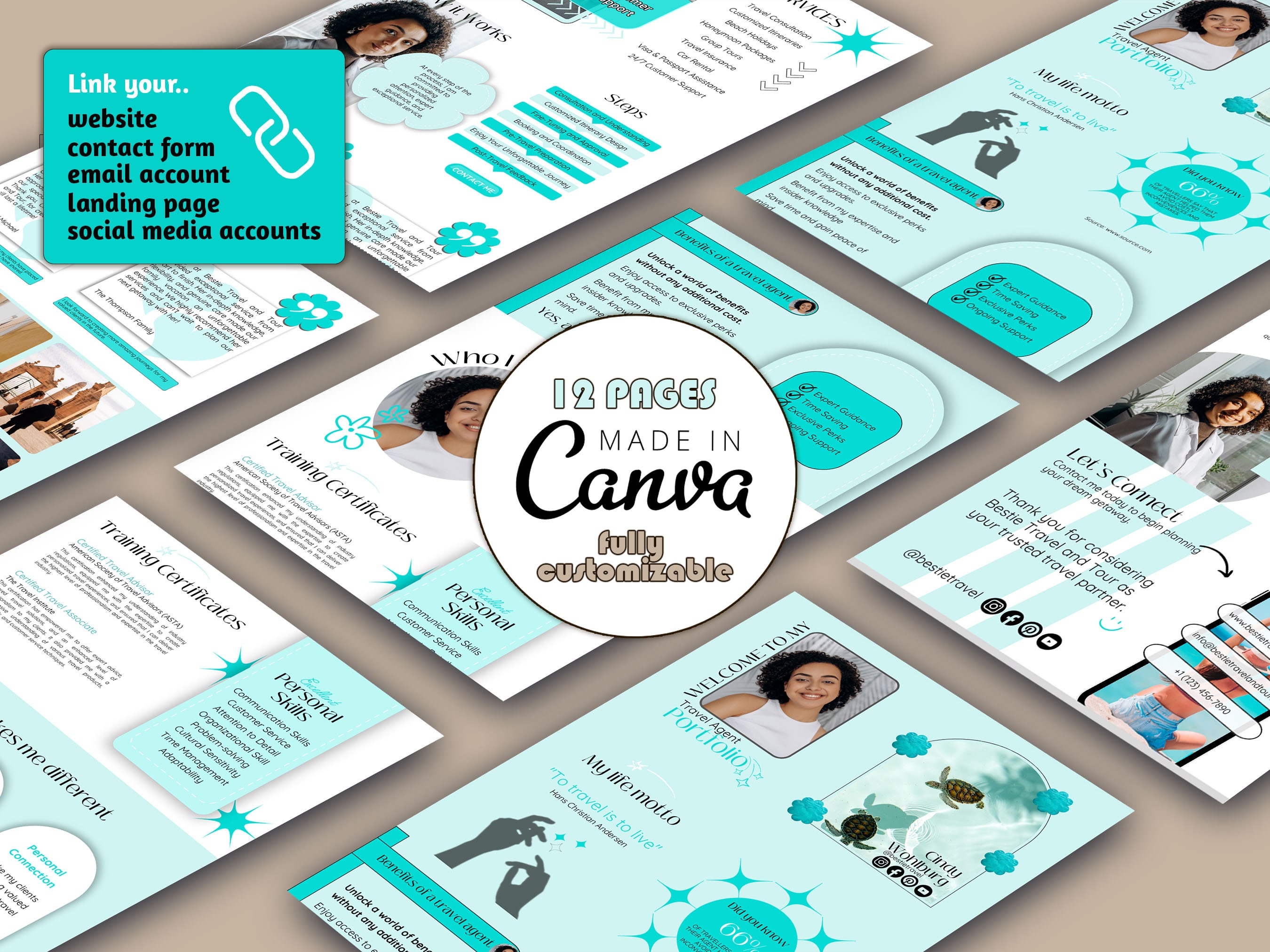 TRAVEL AGENT PORTFOLIO Canva Template | Canva Website | Landing Page ...