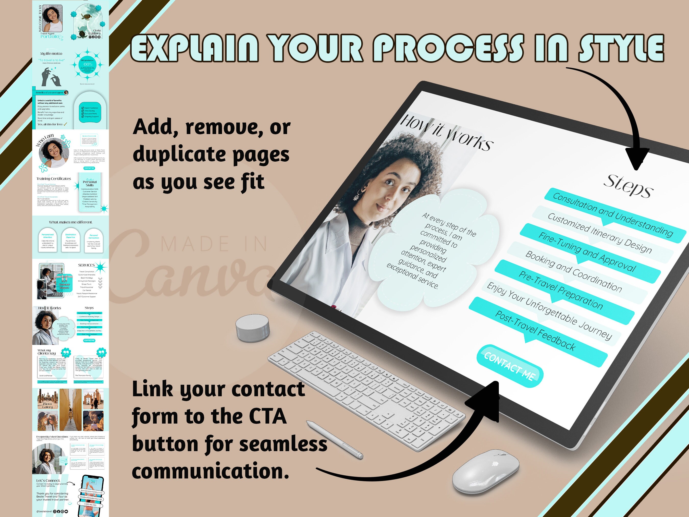 TRAVEL AGENT PORTFOLIO Canva Template | Canva Website | Landing Page ...